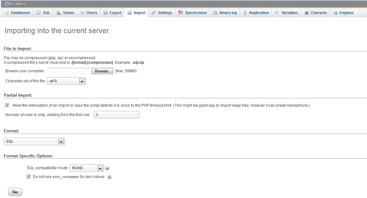 Restore Mysql Database Using Phpmyadmin