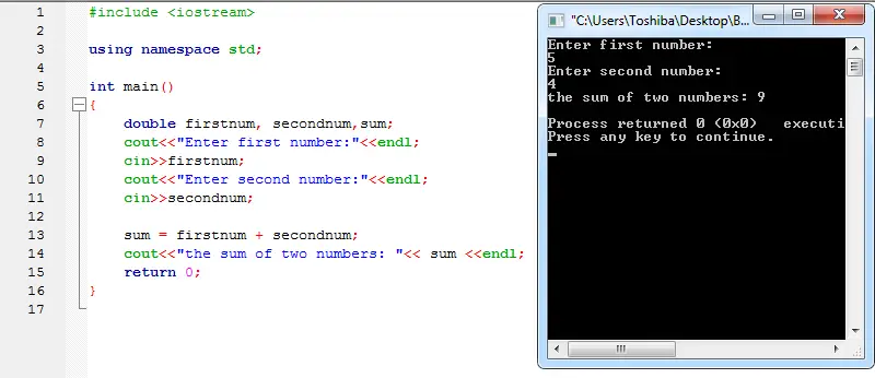 Sum Of Two Numbers In C INetTutor