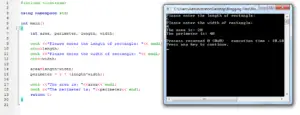 Compute the Area and Perimeter of the Rectangle in C++ - iNetTutor.com