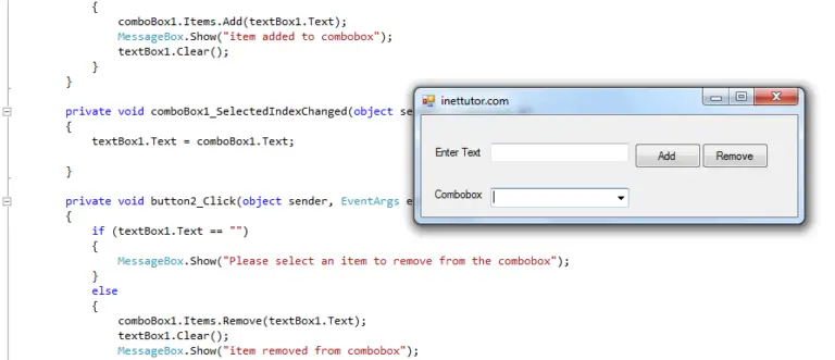 C# Add, Remove item(s) in Combo Box - iNetTutor.com