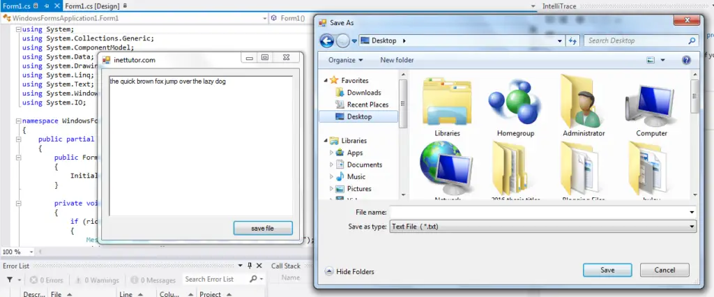 Save Dialog control in C# - iNetTutor.com