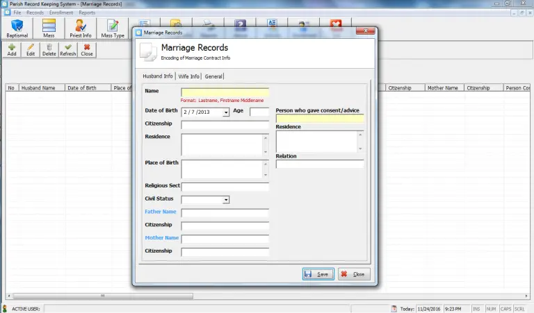 Parish Office Computer-Based Record Keeping System