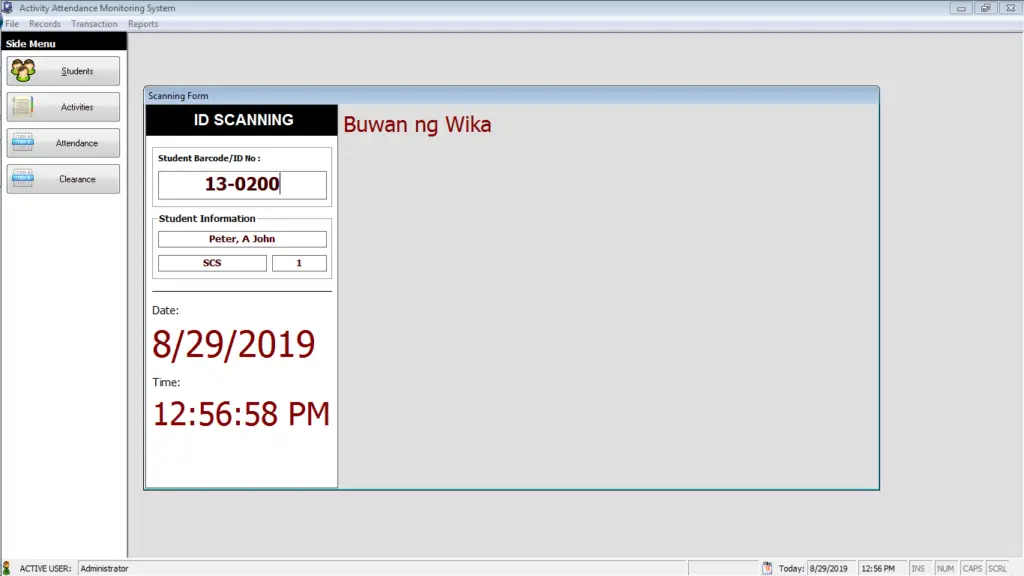 Barcode Based Activity Attendance System in Visual Basic