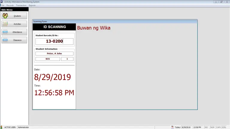 Barcode Based Activity Attendance System in Visual Basic