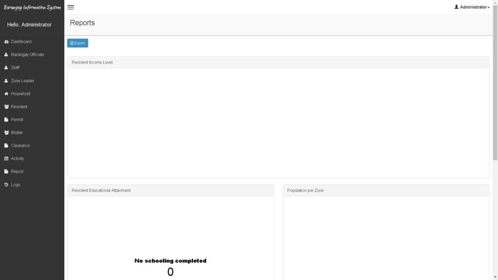 Barangay Information System in PHP, MySQL and Bootstrap