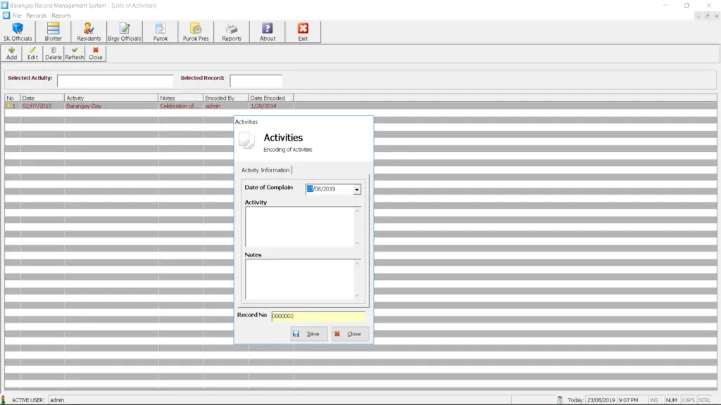 Barangay Records Management Features and User Interface