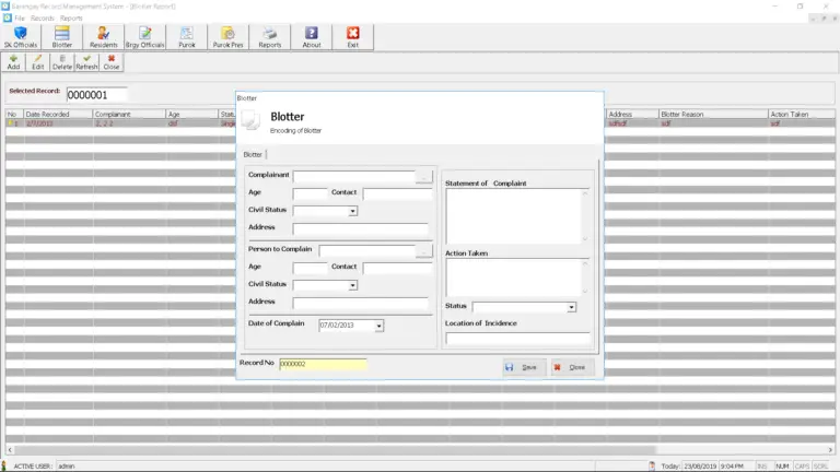 Barangay Records Management Features and User Interface