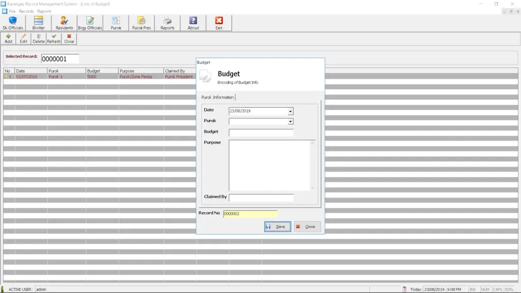 Barangay Records Management Features and User Interface