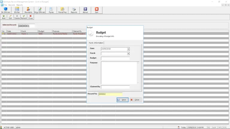 Barangay Records Management Features and User Interface