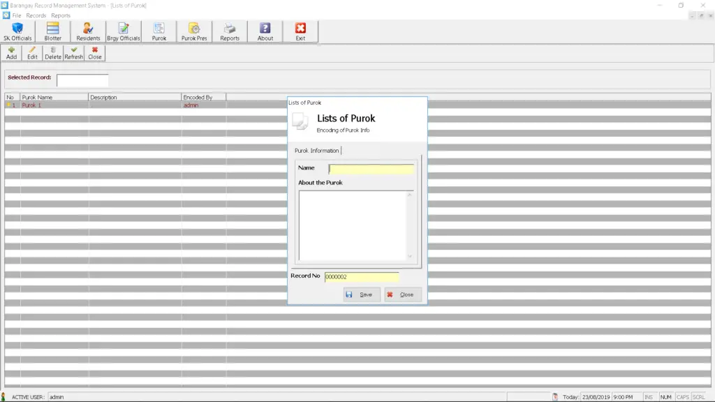Barangay Records Management Features and User Interface