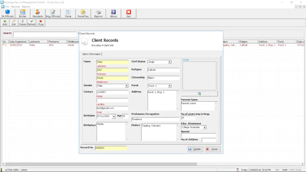 Barangay Records Management Features and User Interface