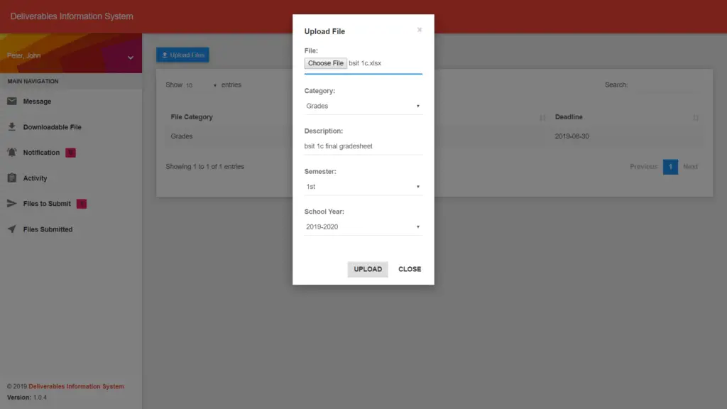 Deliverable Information System in PHP and MySQL
