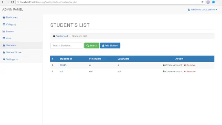 ELearning System for Math using PHP, MySQL and Bootstrap
