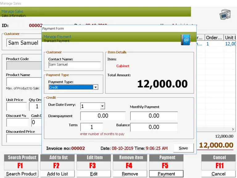 Furniture Sales and Inventory System User Interface and Features