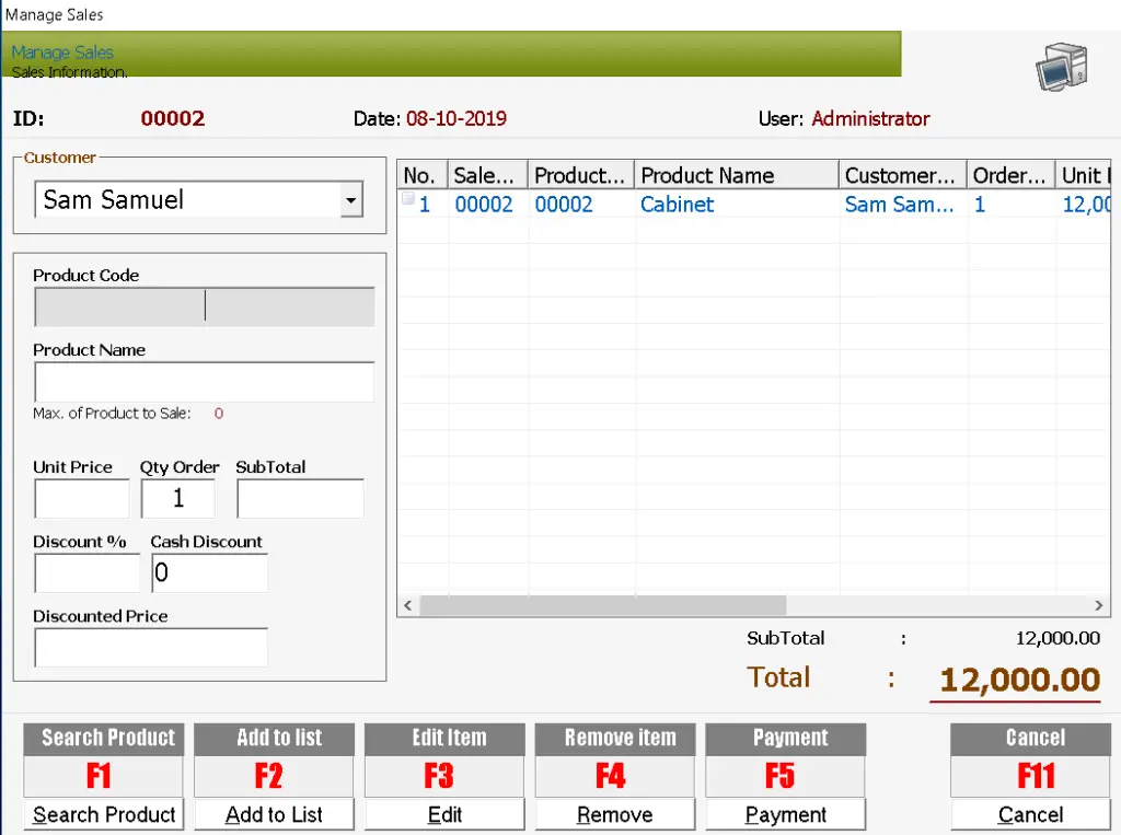 Furniture Sales and Inventory System User Interface and Features