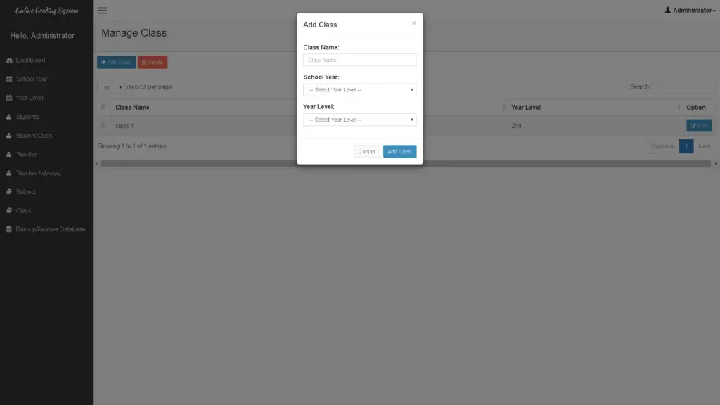 Online Grading System in PHP, MySQL and Bootstrap