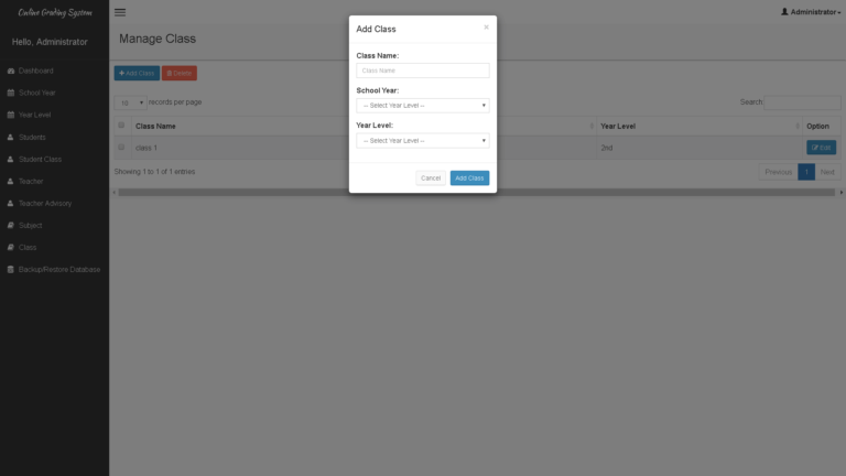 Online Grading System in PHP, MySQL and Bootstrap