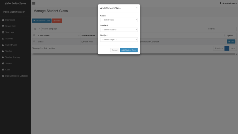 Online Grading System in PHP, MySQL and Bootstrap