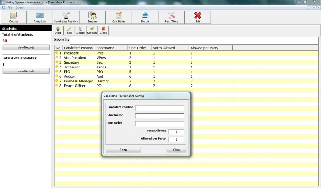Voting System in Visual Basic and MySQL Features and User Interface