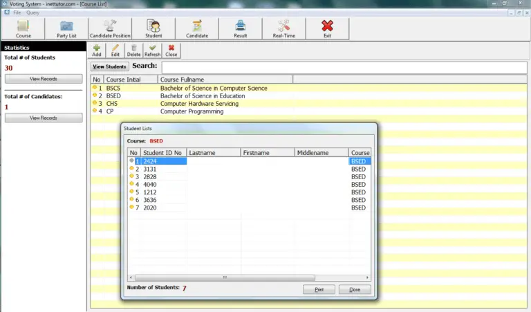 Voting System in Visual Basic and MySQL Features and User Interface