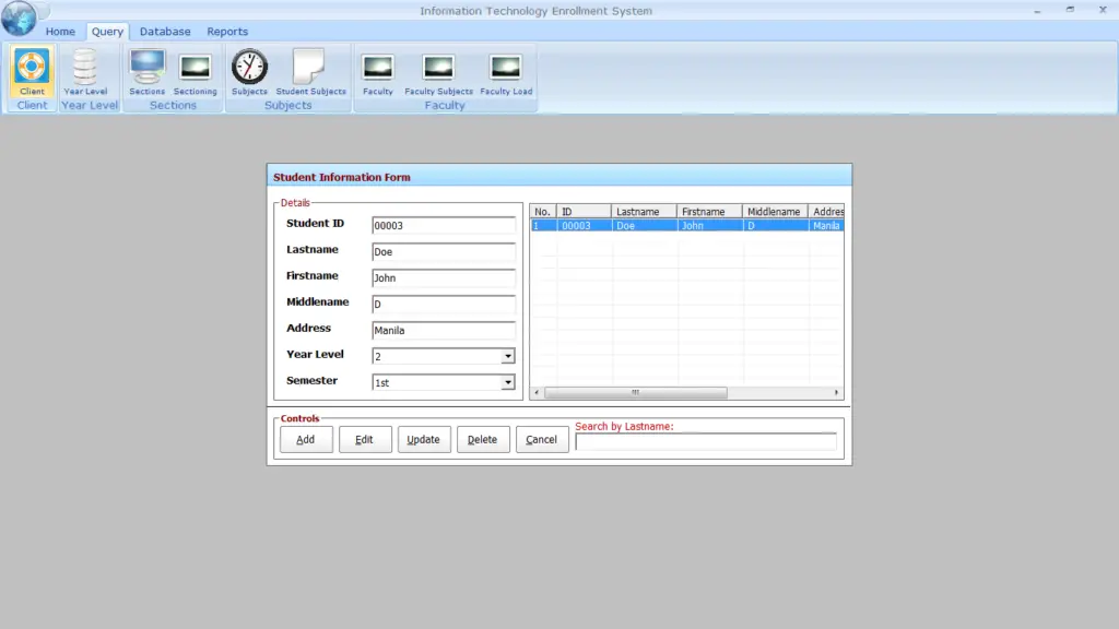 Enrolment System with Faculty Loading User Interface