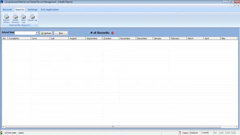 Medical and Dental Record System User Interface and Features