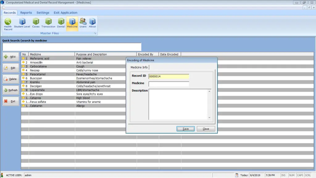 Medical and Dental Record System User Interface and Features