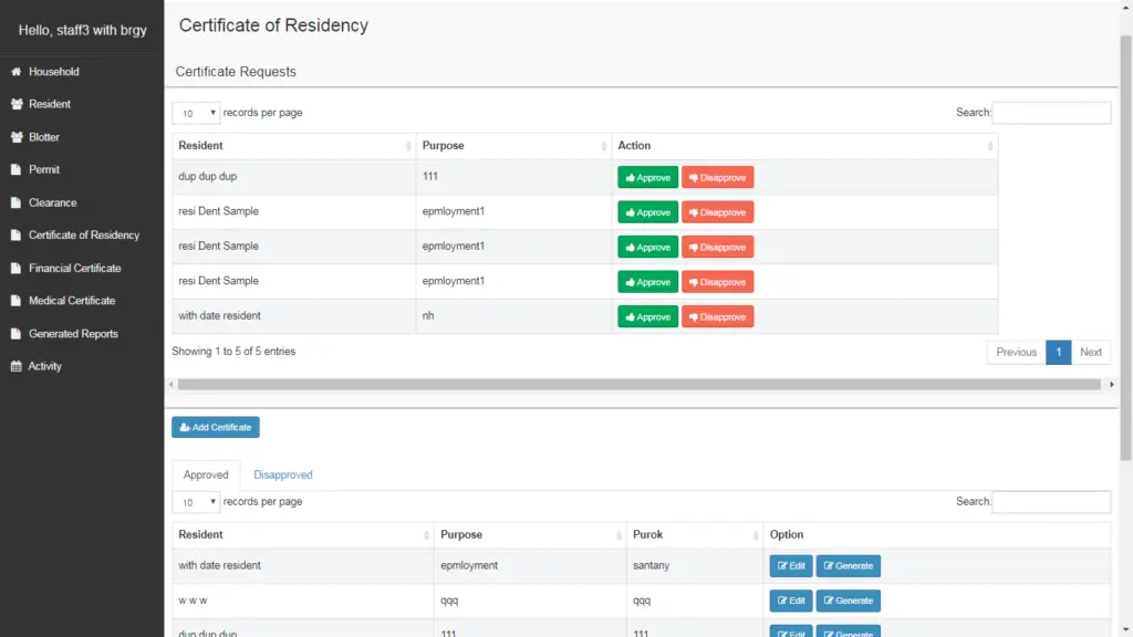City Wide Barangay Management System in PHP and MySQL