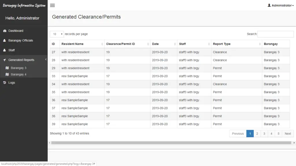 City Wide Barangay Management System in PHP and MySQL