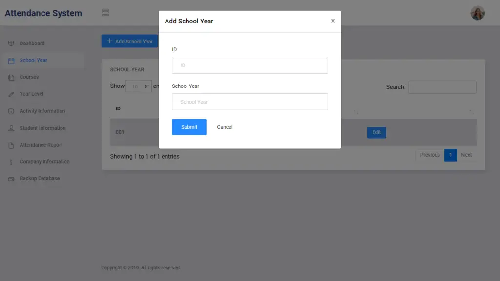 Attendance System in PHP and MySQL User Interface