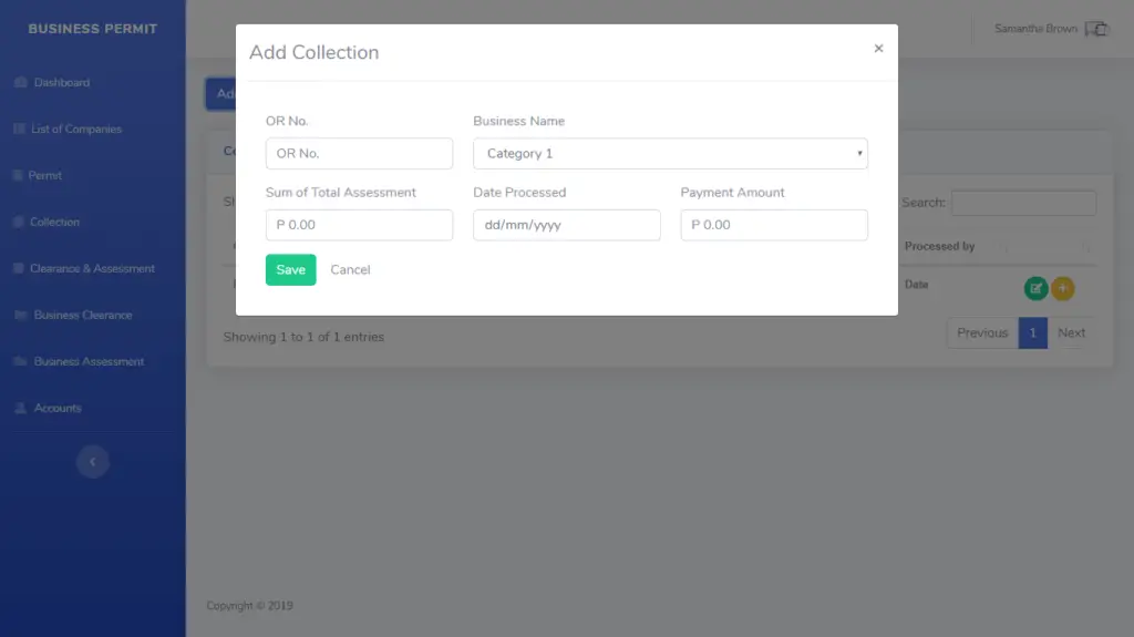 Business Permit Application User Interface in PHP and MySQL