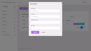 Dormitory Management System in PHP and MySQL User Interface