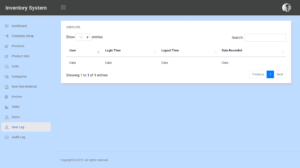 Inventory System in PHP and MySQL User Interface