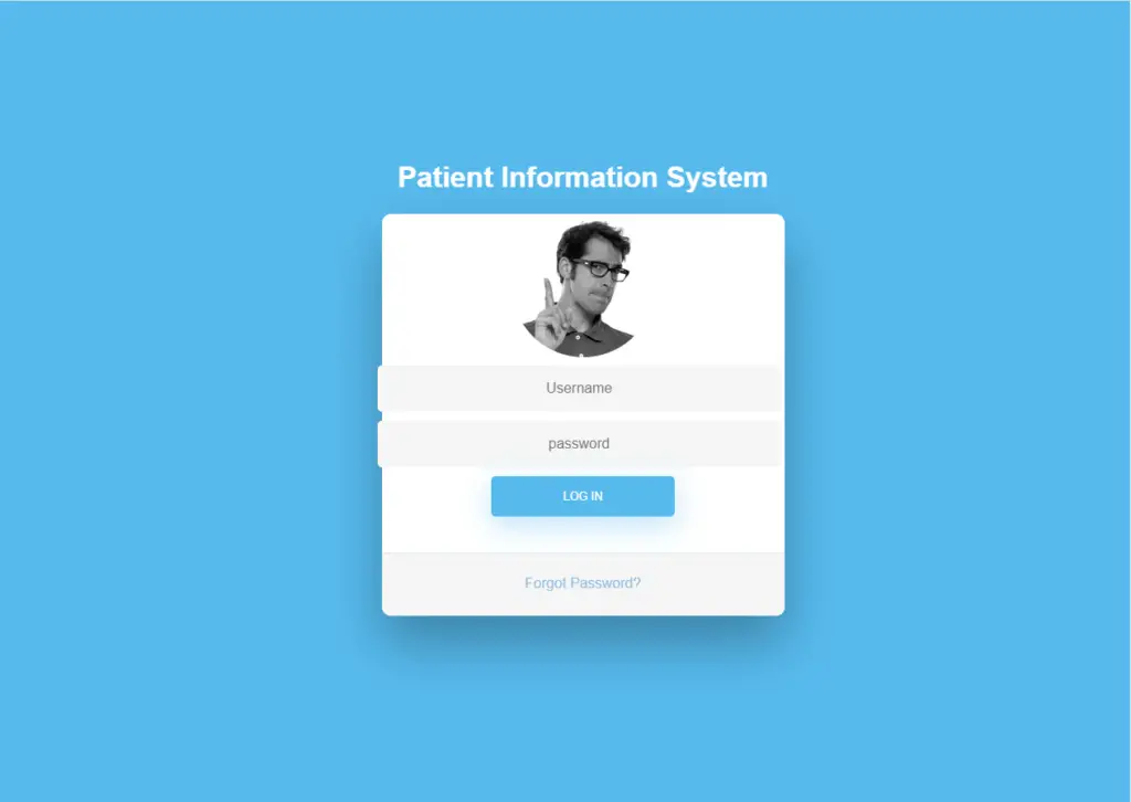 Patient Information System User Interface in PHP and Bootstrap