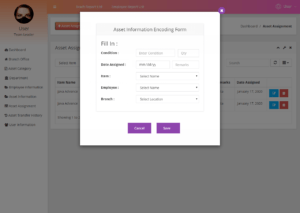 Asset Management System User Interface in Bootstrap and PHP