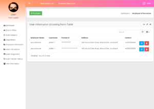 Asset Management System User Interface in Bootstrap and PHP