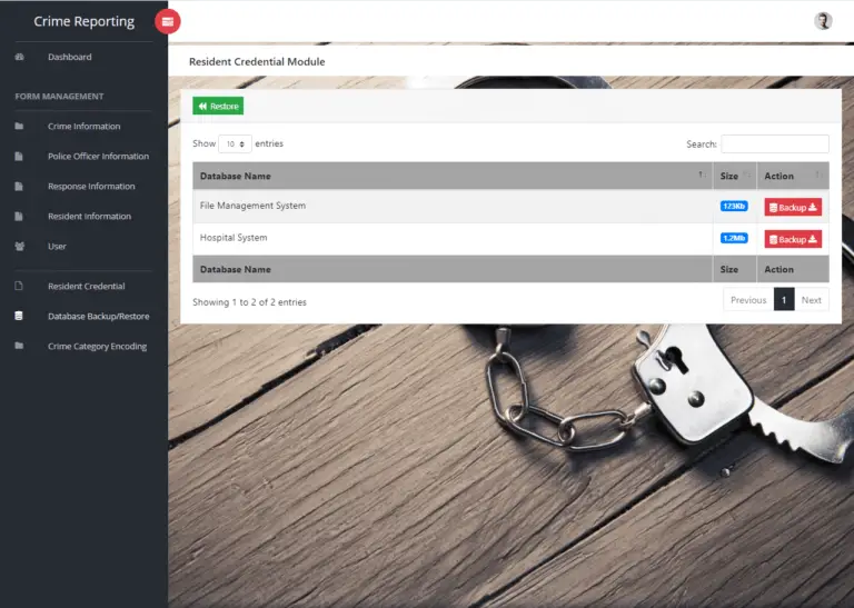 Crime Reporting System User Interface in Bootstrap and PHP