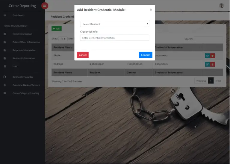 Crime Reporting System User Interface in Bootstrap and PHP