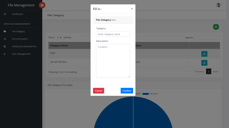 File Management System User Interface in Bootstrap and PHP