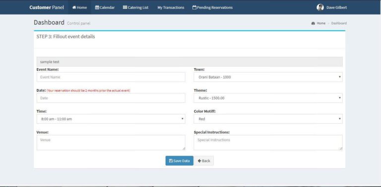 Online Food Catering Services Management System with Payment Gateway