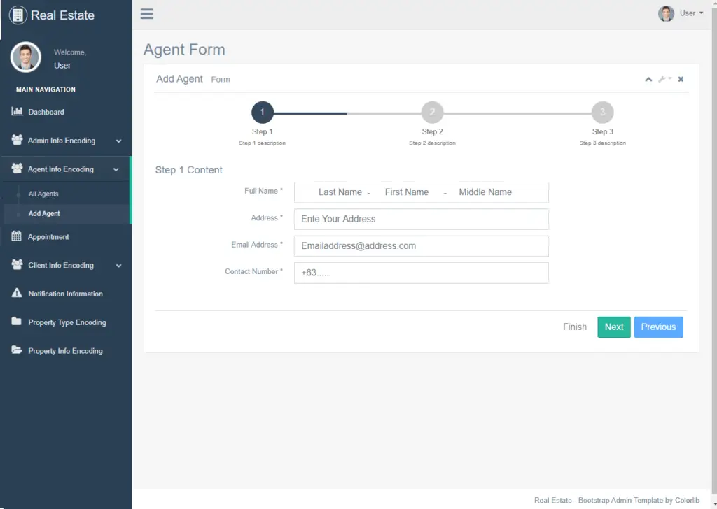 Real Estate System User Interface in Bootstrap