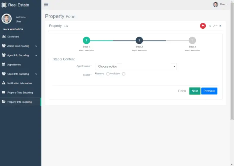 Real Estate System User Interface in Bootstrap