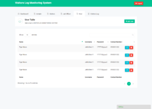 Visitor Log Monitoring System User Interface in Bootstrap and PHP