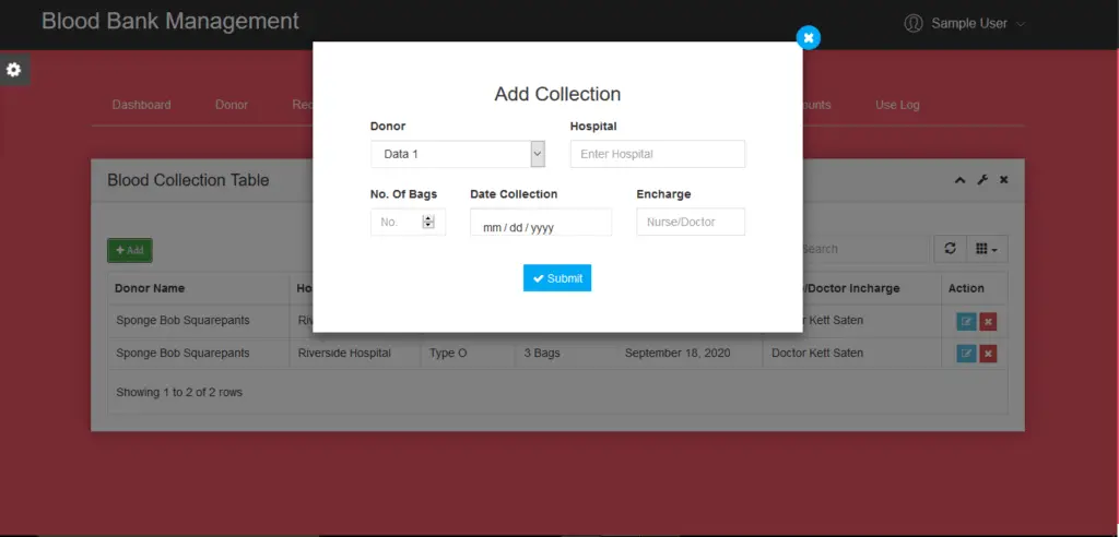 Blood Bank Management System in PHP