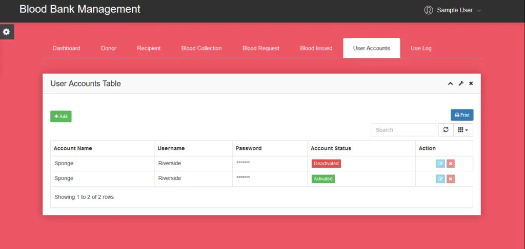 Blood Bank Management System in PHP