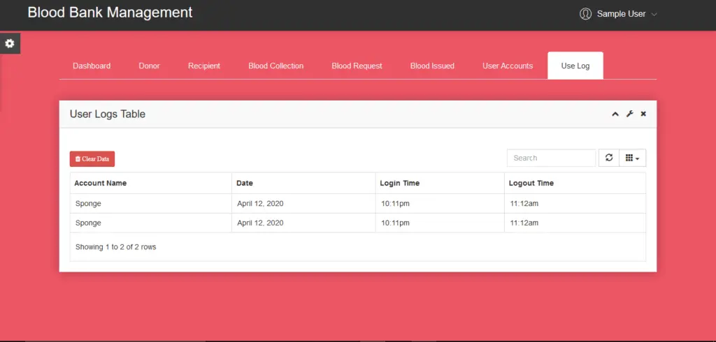 Blood Bank Management System in PHP