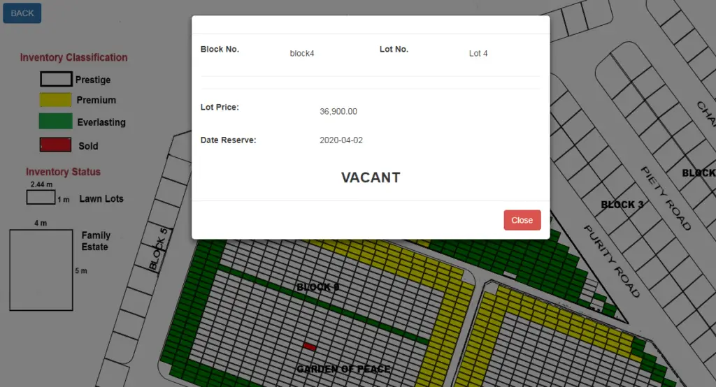 Online Reservation of Cemetery with Map Navigation
