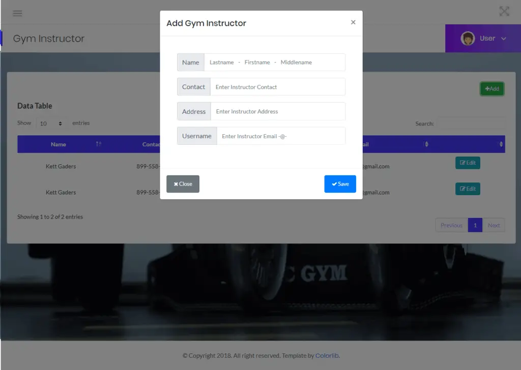 Gym Management User Interface and System Modules