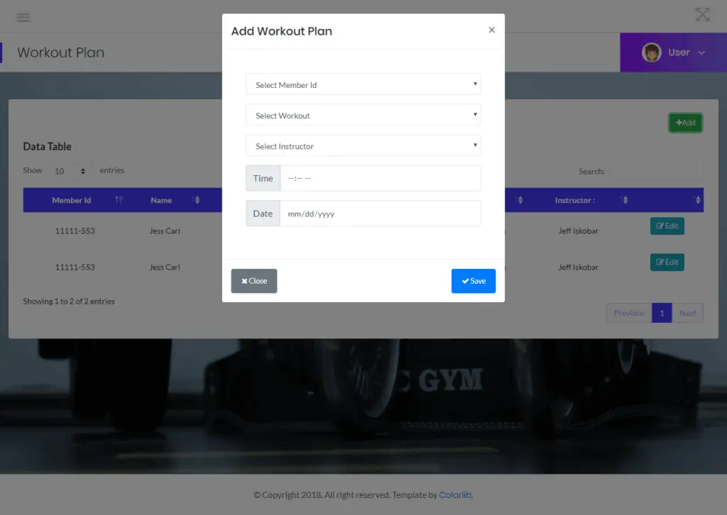 Gym Management User Interface and System Modules