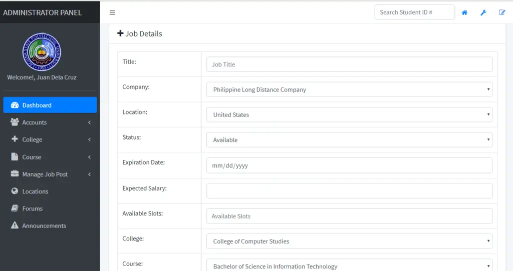 Online Alumni Tracer and Job Portal System with SMS Notification